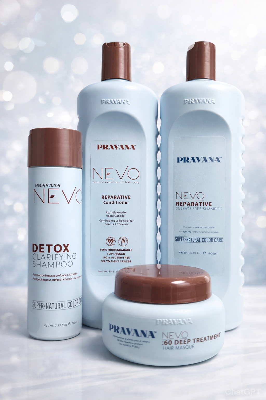 PRAVANA NEVO Профессиональный набор глубокого восстановления (4 шт - 3 шампуня, 1 маска)