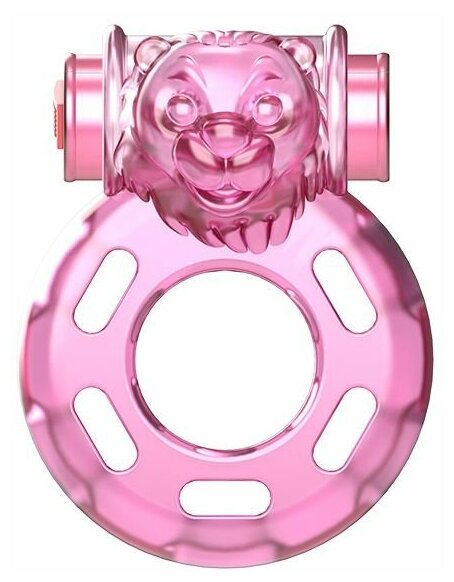 Розовое эрекционное кольцо с вибрацией Pink Bear