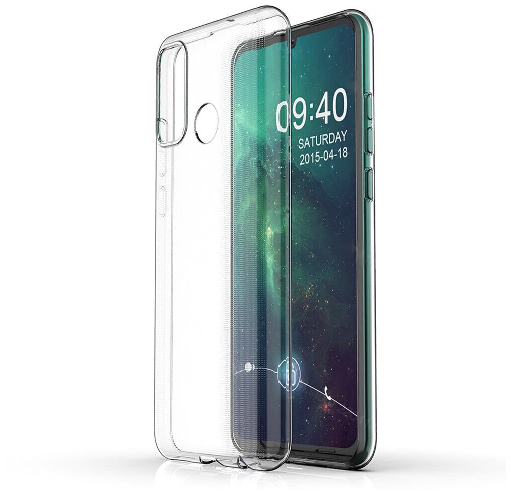 Силиконовый защитный чехол для телефона Huawei P Smart (2020) / Тонкий противоударный чехол на смартфон Хуавей П Смарт 2020 / Прозрачный