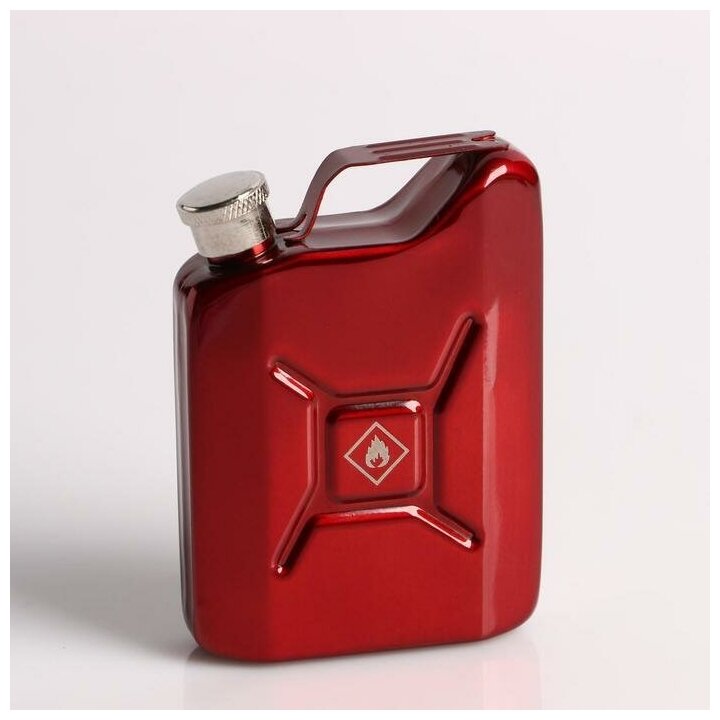 Фляжка металлическая "Жидкость для отжига", 150 мл, в виде канистры, красная, фляга для алкоголя