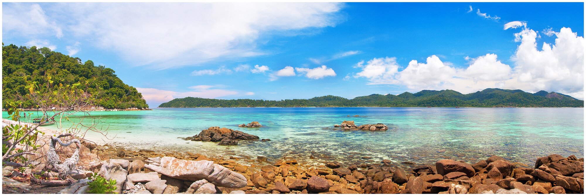 Фотообои Уютная стена "Тропическое море" 820х270 см Виниловые Бесшовные (единым полотном)