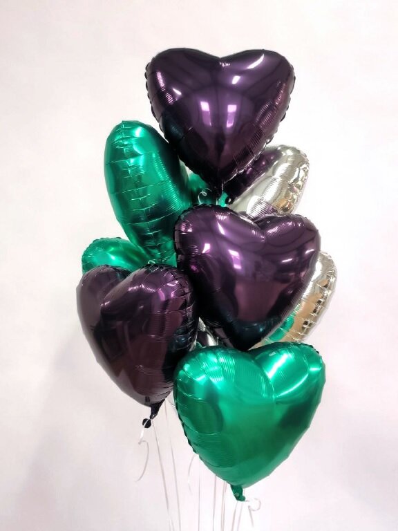 Фонтан из 8 фольгированных шаров Фиолетово-бирюзовый микс