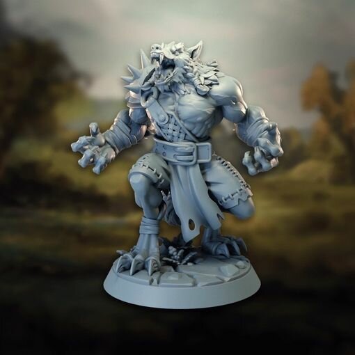 Ликантроп Монах Волк - Оборотень (классы: Варвар, Воин) миниатюра для DnD (ДнД) и других Настольных игр( НРИ, Варгеймов или РПГ), фентези тематика