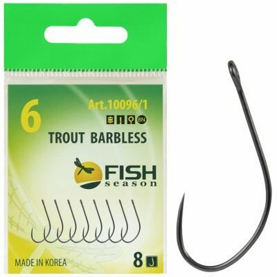 Крючки рыболовные Fish Crystal TROUT BARBLESS 10096/1 # 03, с большим ухом, без бородки (8шт)