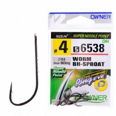 Крючки рыболовные Owner 56538 № 10 (10шт) Worm BH-Sproat, одинарные