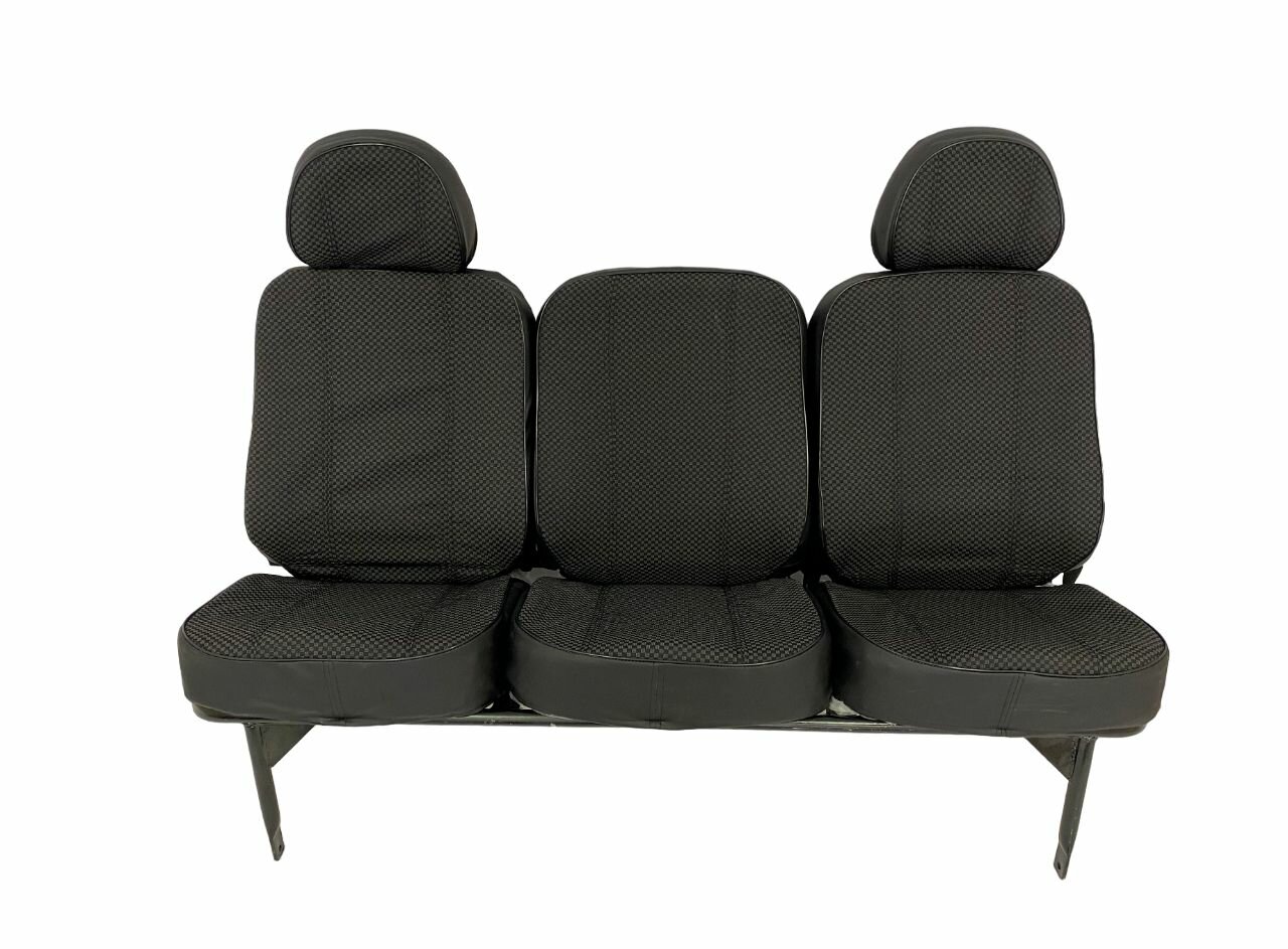 Чехлы сидений СпецТюнингУАЗ, для УАЗ 469/Хантер/Барс, жаккард, черно-серые, триплированные, 3 места
