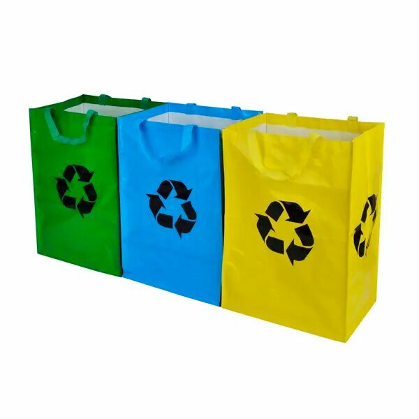 Набор мягких контейнеров для сбора мусора 50 л Delinia пластик цвет желтый/синий/зеленый 3 шт