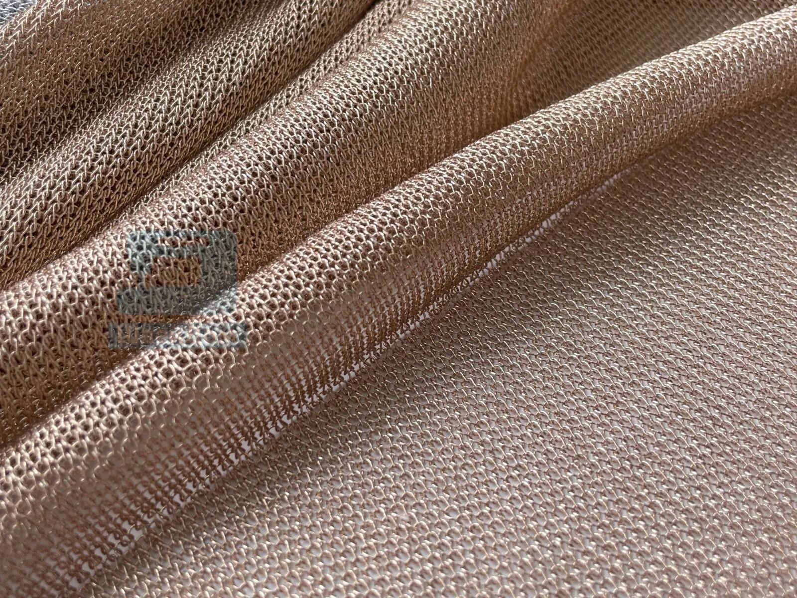 Сетка ткань "Кольчуга" 68% вискоза, 28% метанить, 4% спандекс, ширина 150 см, розовое золото