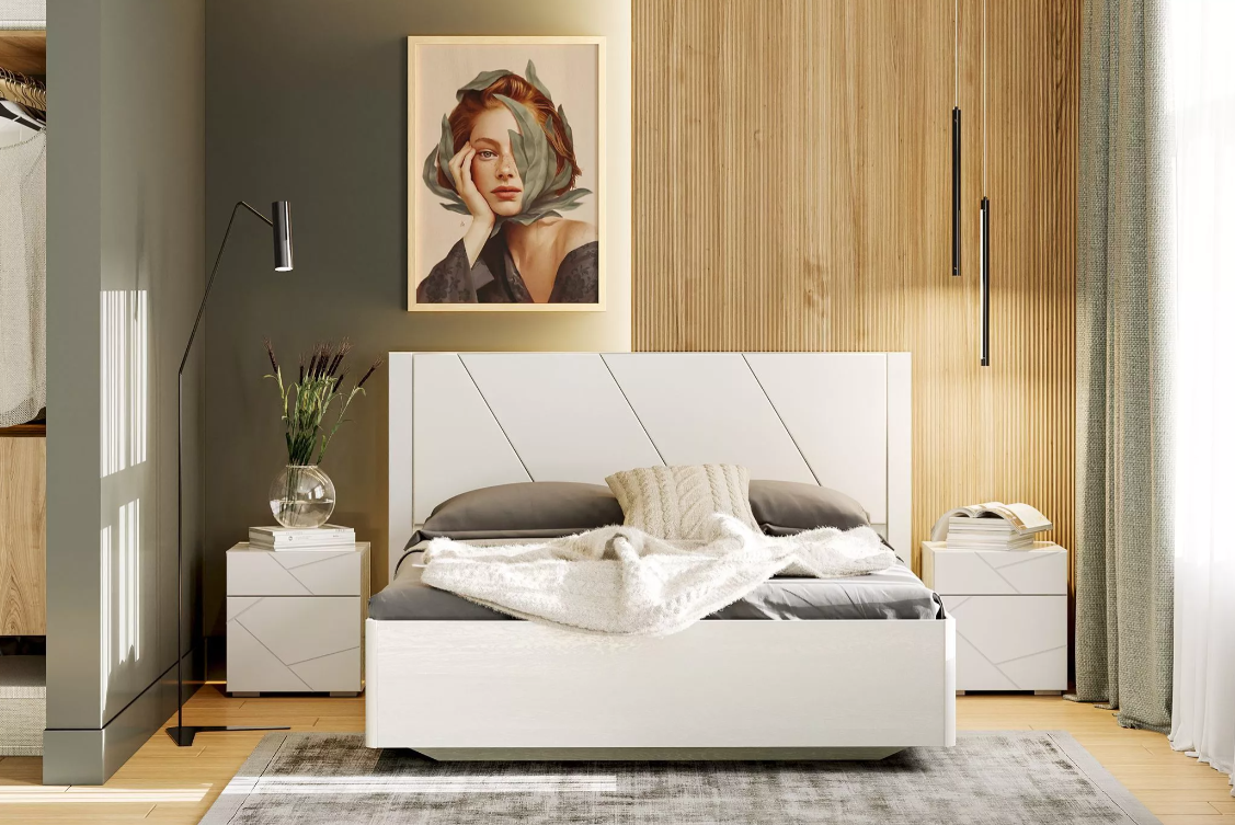 Спальня Сильва Summit комплектация 1 (НМ 013.61+НМ 013.61+НМ 040.71) Меренга, белый текстурный