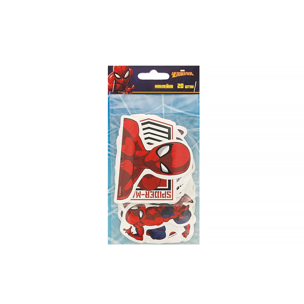 Наклей-ка Бумажные фигурные наклейки Человек-паук, 20 шт, набор для творчества