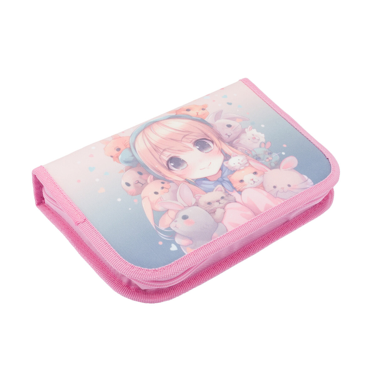 Пенал школьный для девочек 'Ушки', на молнии, с внутренним карманом и косметичкой, 14х21х4 см, Lamark