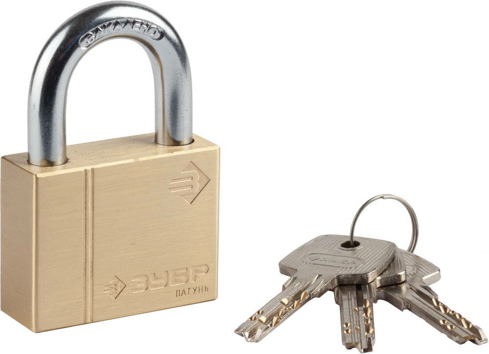 ЗУБР 50 мм, латунный корпус, навесной замок (37299-50)