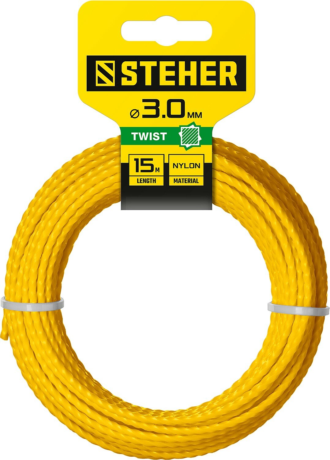 Леска для триммера STEHER витой квадрат 3.0мм, 15м 75020-3.0