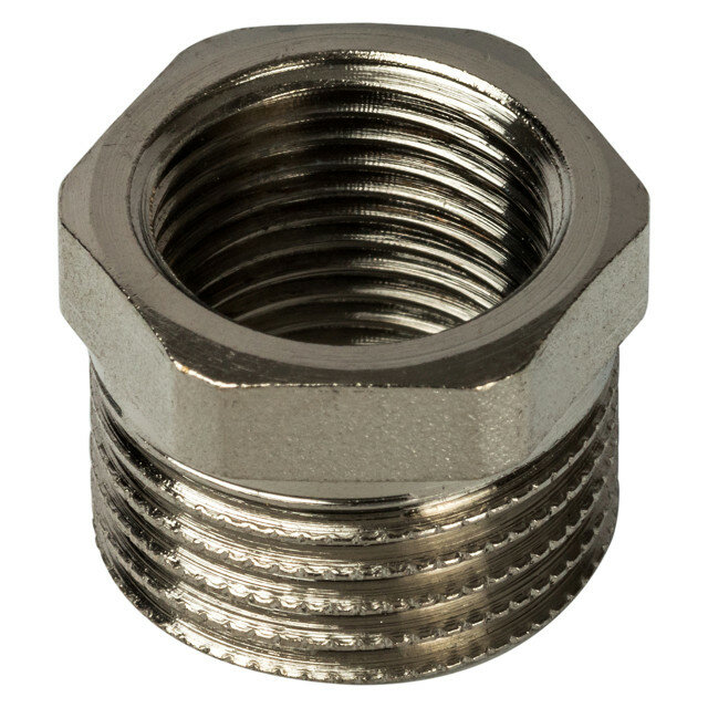 STOUT футорка никелированная латунь 1/2x1/4 НР/ВР резьба сантехническая трубная