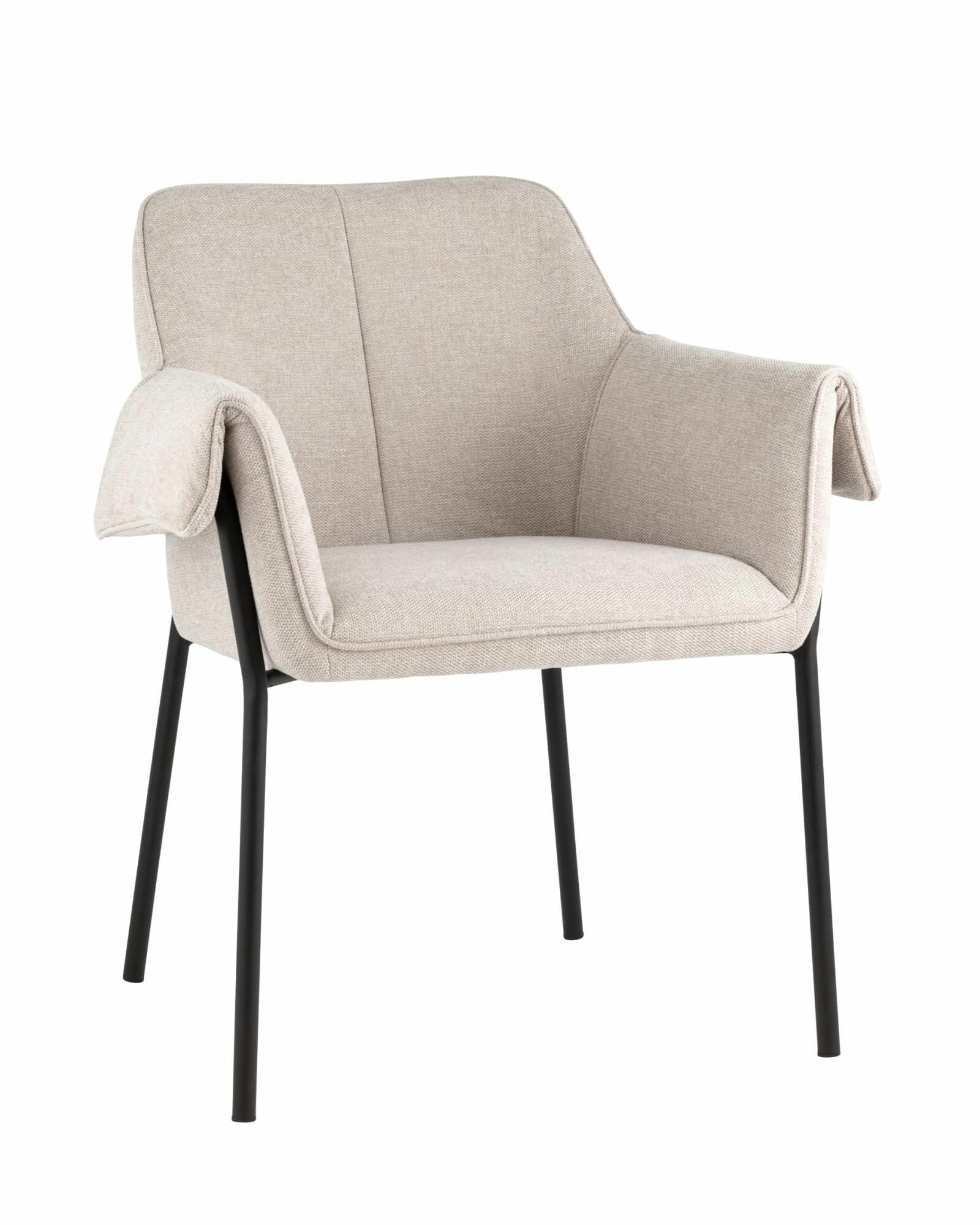 Кресло Бесс STOOL GROUP бежевый, ткань, металл, мягкое сиденье, с подлокотниками