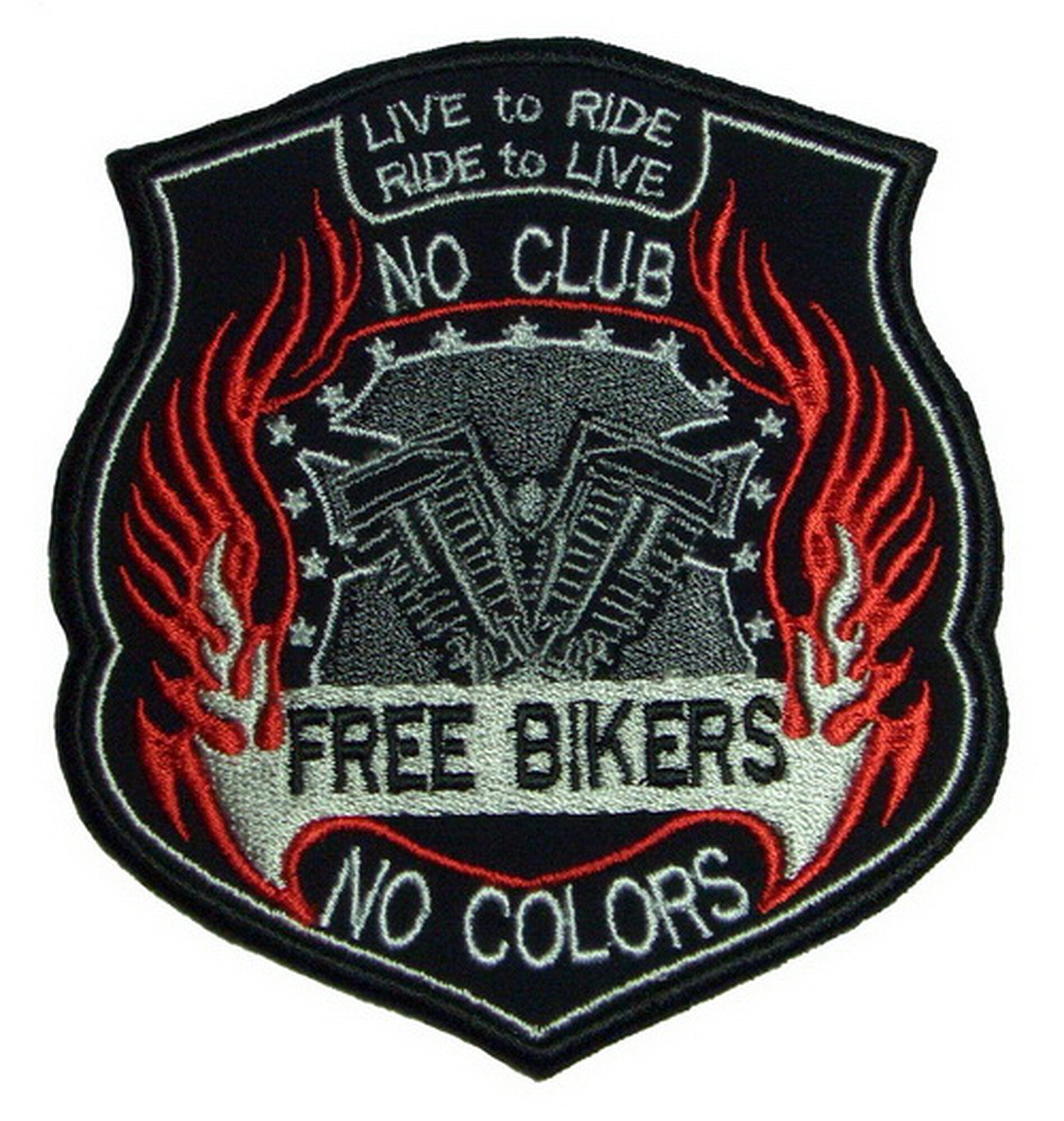 Шеврон FREE BIKERS красное пламя