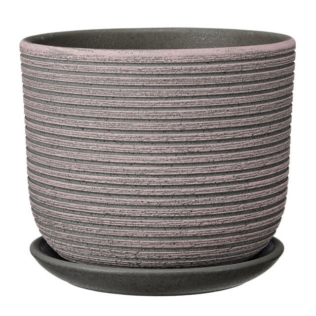 Керамический горшок с поддоном 0,8 л Лоза розово-серый Бук - стильный декоративный вазон