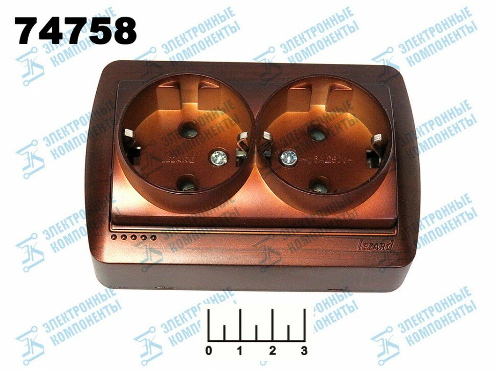 Розетка электрическая 2* накладная с землей Lezard Demet Маун