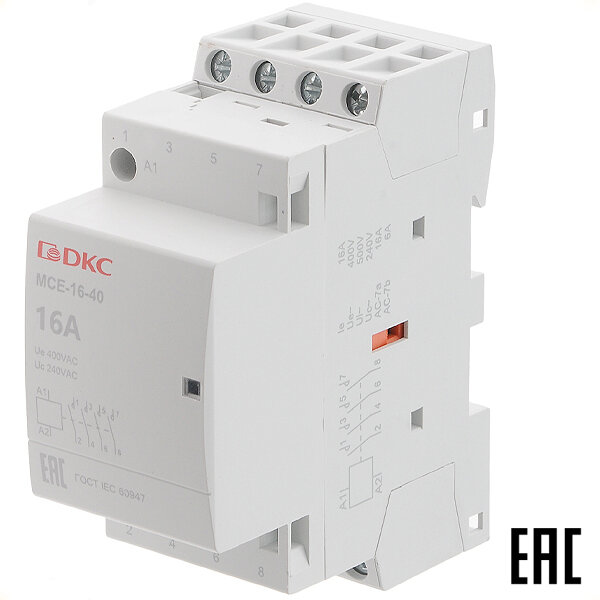 Контактор модульный 16А 240В 4з на Din-рейку MCE-16-40-A240 ДКС