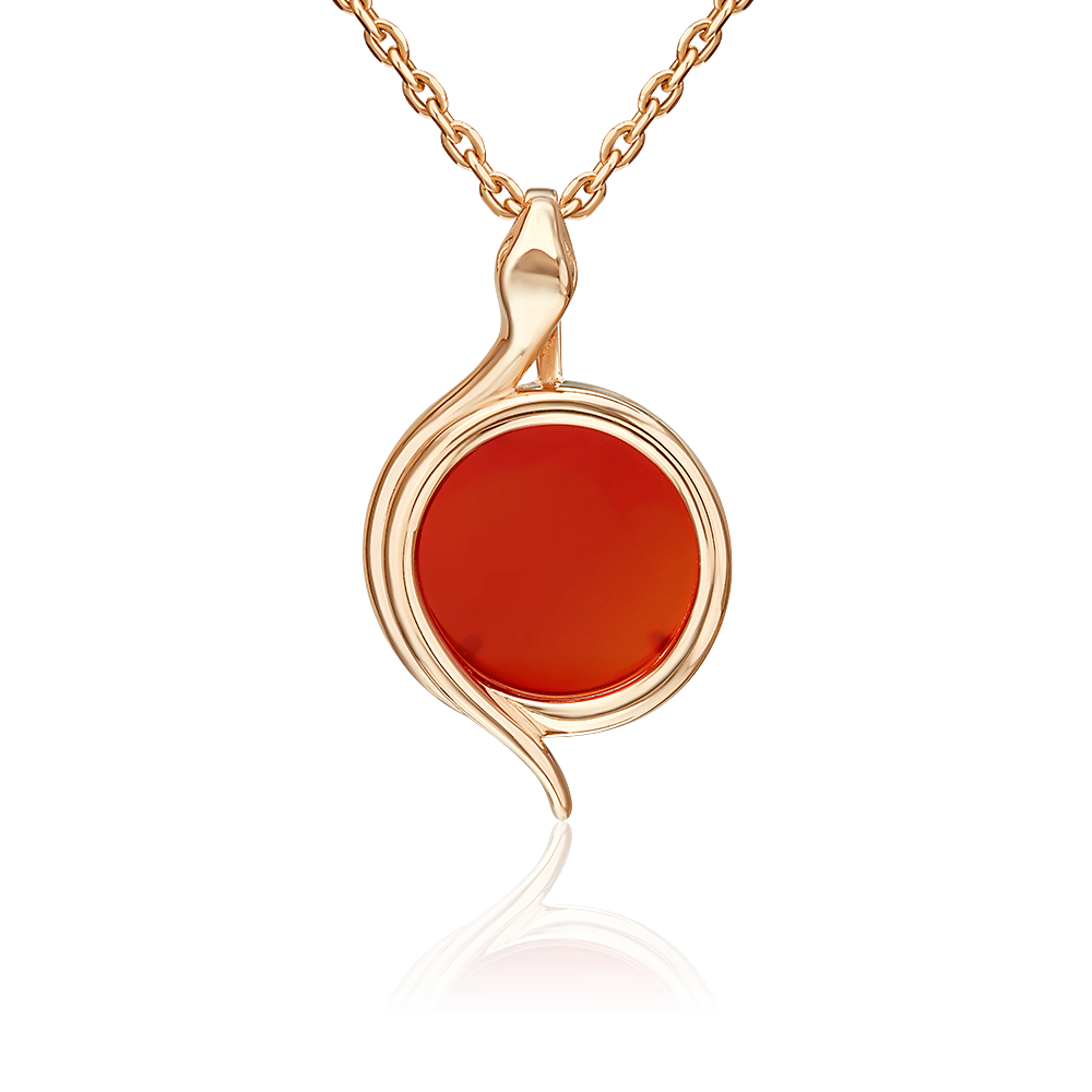 Подвеска, красное золото, 585 проба, сердолик