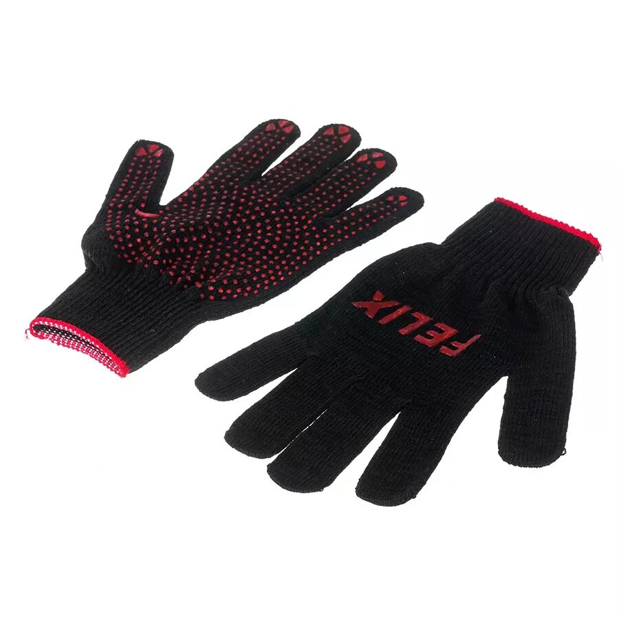 Перчатки х/б с ПВХ 5-нит. черные с логотипом (FELIX) 1пара