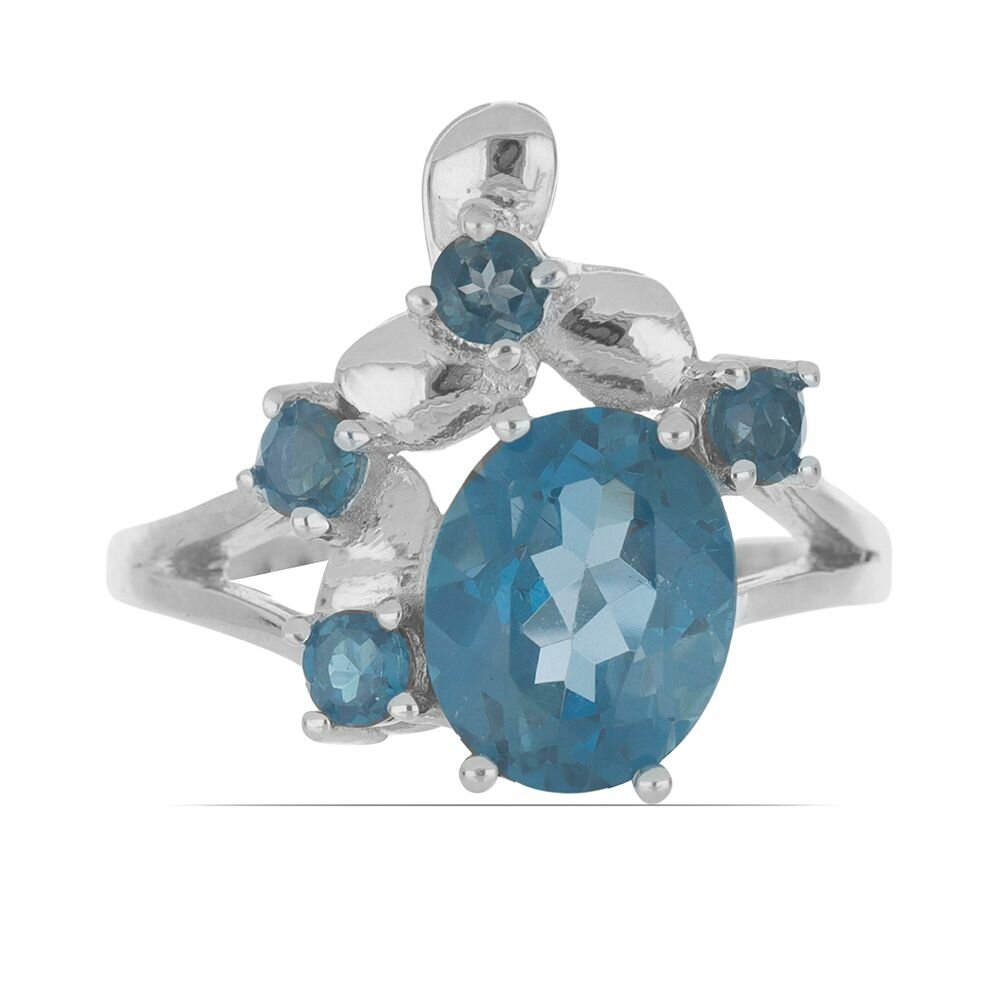 Кольцо, серебро, 925 проба, родирование, топаз