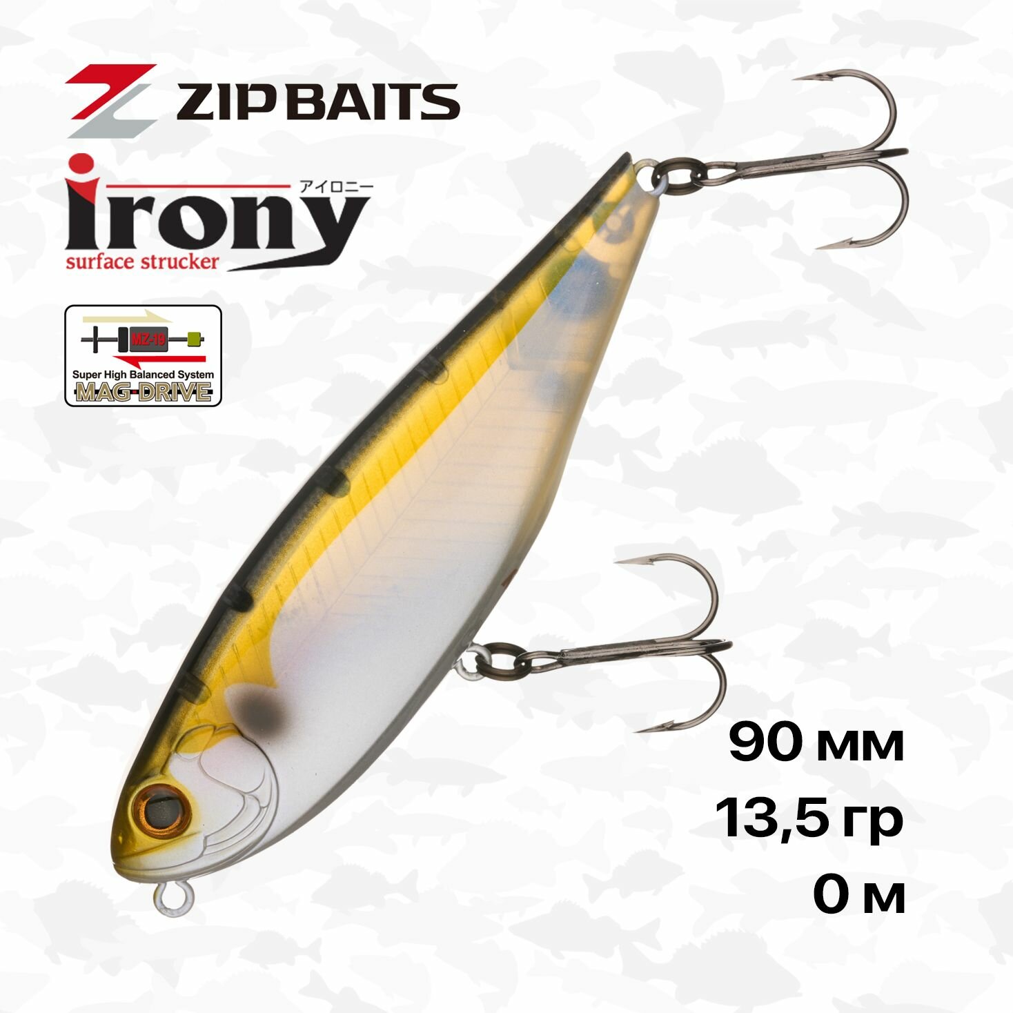 Воблер ZipBaits Irony, 90 мм, 13,5 гр, #018R