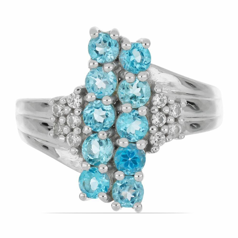 Кольцо, серебро, 925 проба, родирование, циркон, топаз