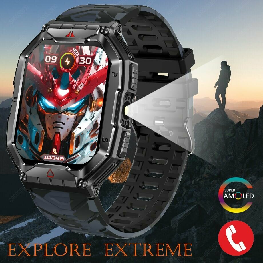 SACOSDING Смарт-часы, Camouflage Black Silicon