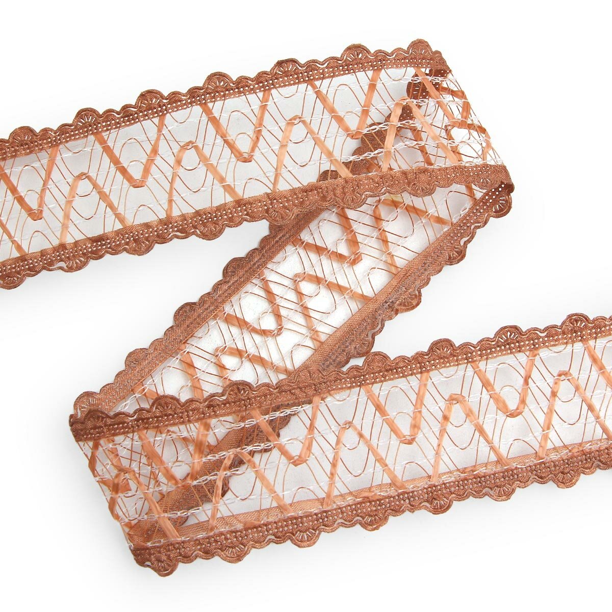 Лента для творчества и упаковки подарков ажурная, 38мм*25м, Айрис (10 коричневый)