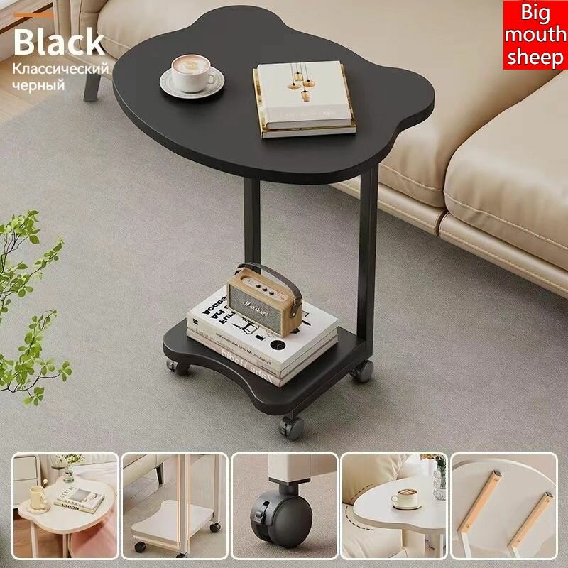 Передвижная красная прикроватная тумбочка в форме панды на четырех колесиках, подходящая для гостиной, спальни, прикроватной тумбочки