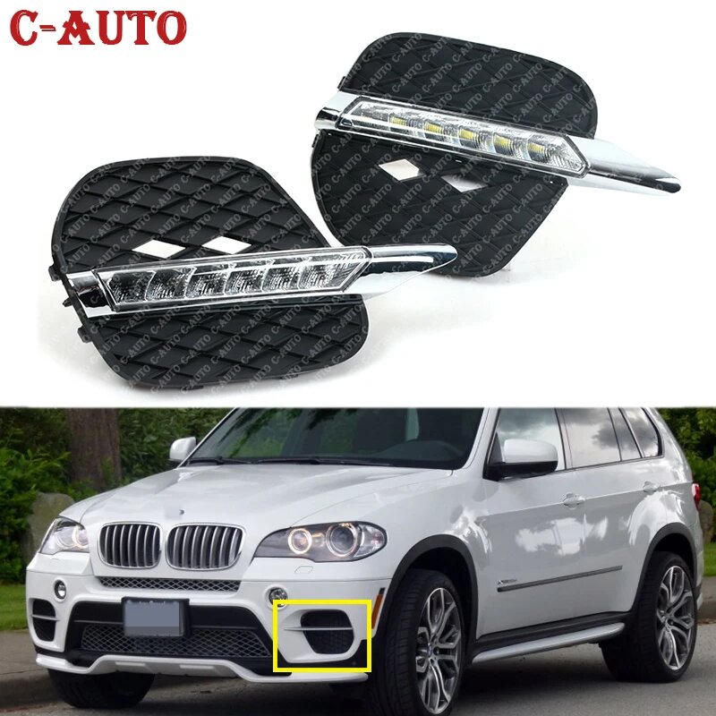 Автомобиль для BMW X5 E70 2011 2012 2013 дневной свет DRL светодиодный дневные ходовые огни, противотуманная фара, лампа заднего света, левая и правая, белая 1Pcs Left