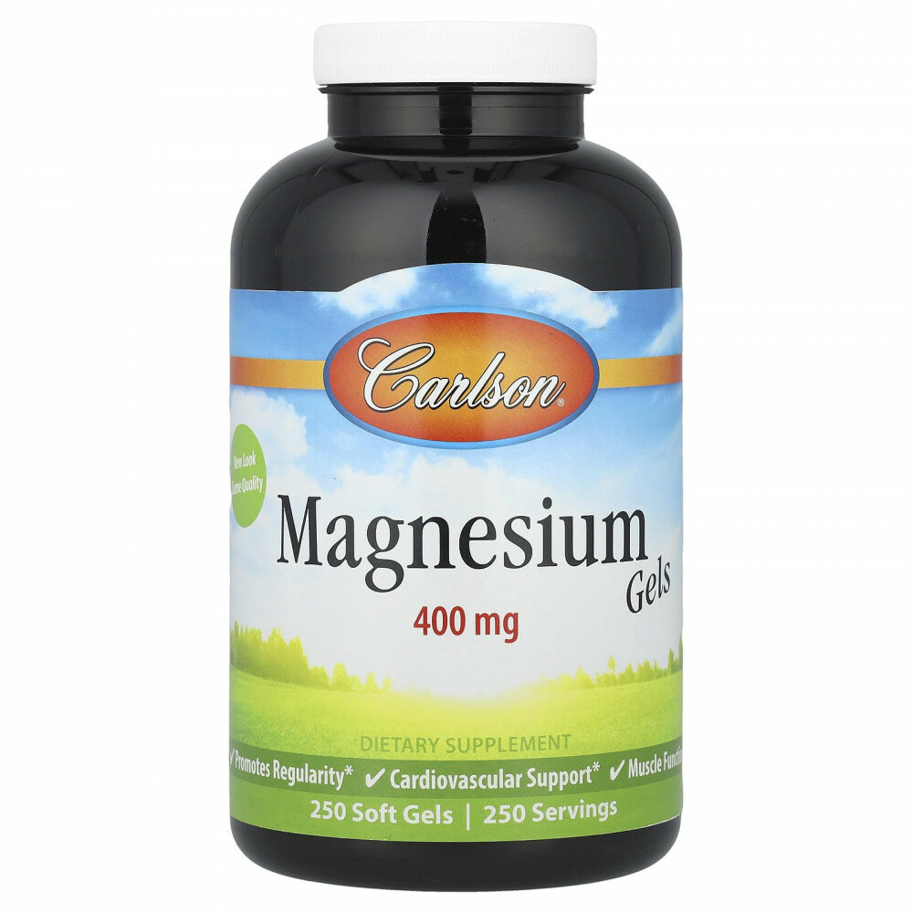 Carlson, жидкий магний, 400 мг, 250 капсул