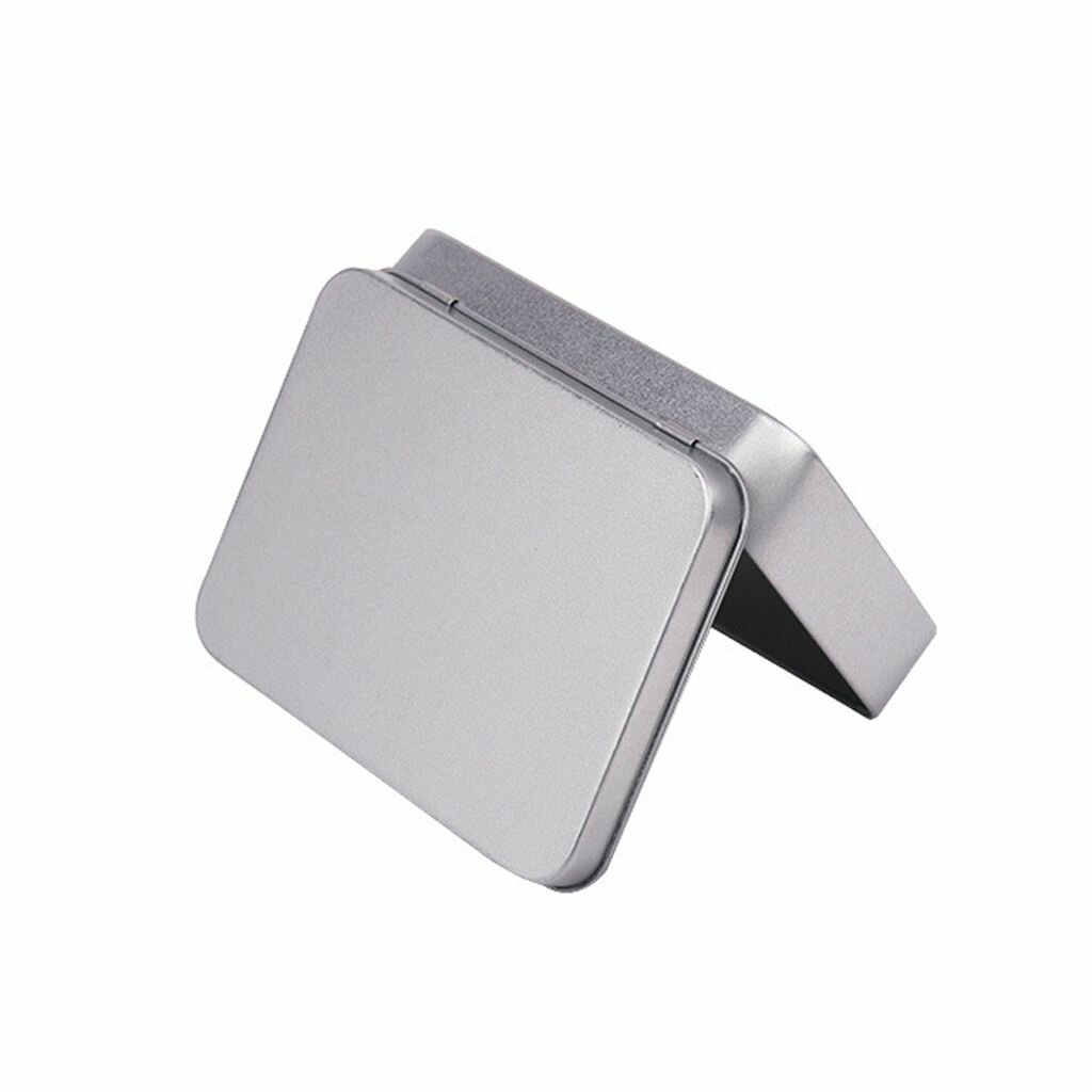 Маленькая металлическая жестяная серебряная откидная коробка для хранения кейса-органайзера денег, монет, конфет