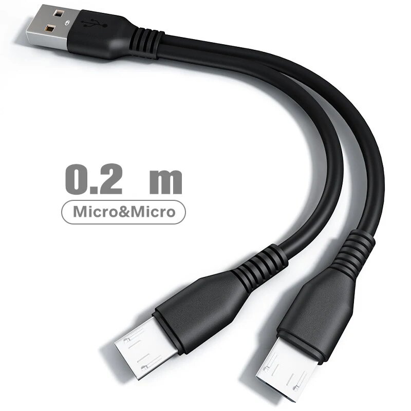 Кабель 2 в 1 с USB на Micro USB Type C, зарядный кабель для сотового телефона 2 USB C, зарядный шнур для двух устройств, Usb зарядное устройство, разветвитель, кабель micro usb 1to2 20cm