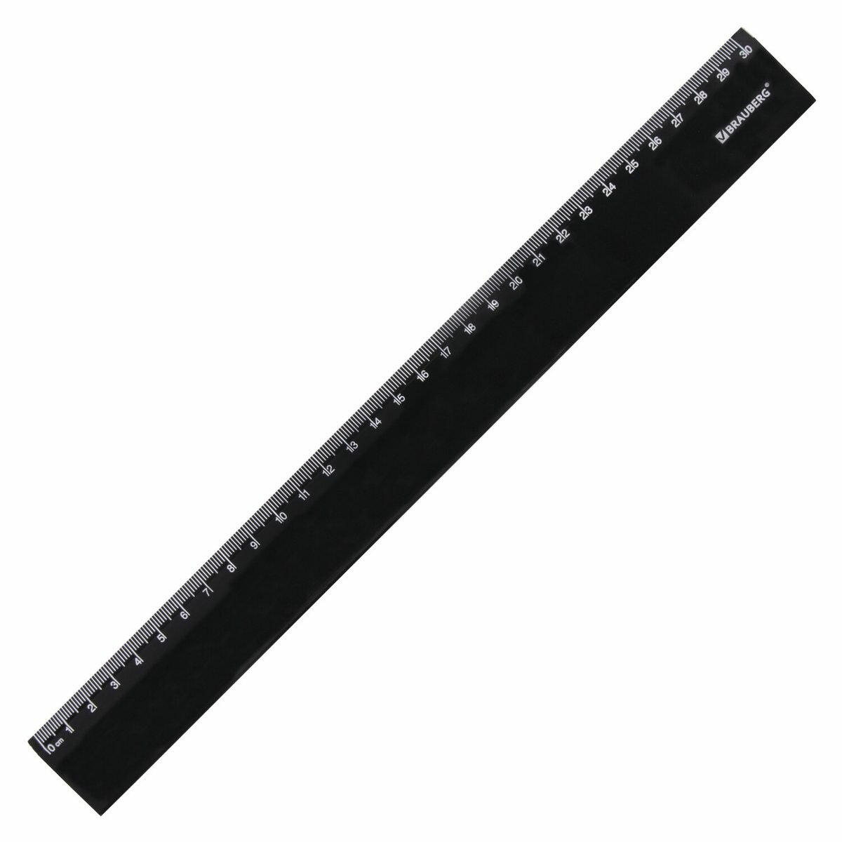 Линейка 30см Brauberg, пластиковая, непрозрачная, черная (210776), 24шт.