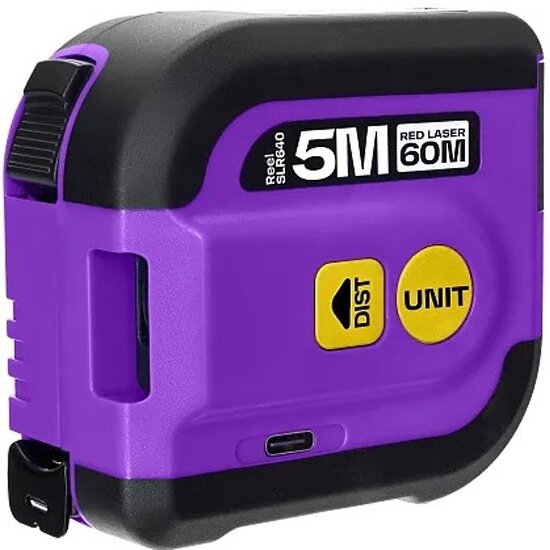 Рулетка с лазерным дальномером Ermenrich Reel SLR640, фиолетовый