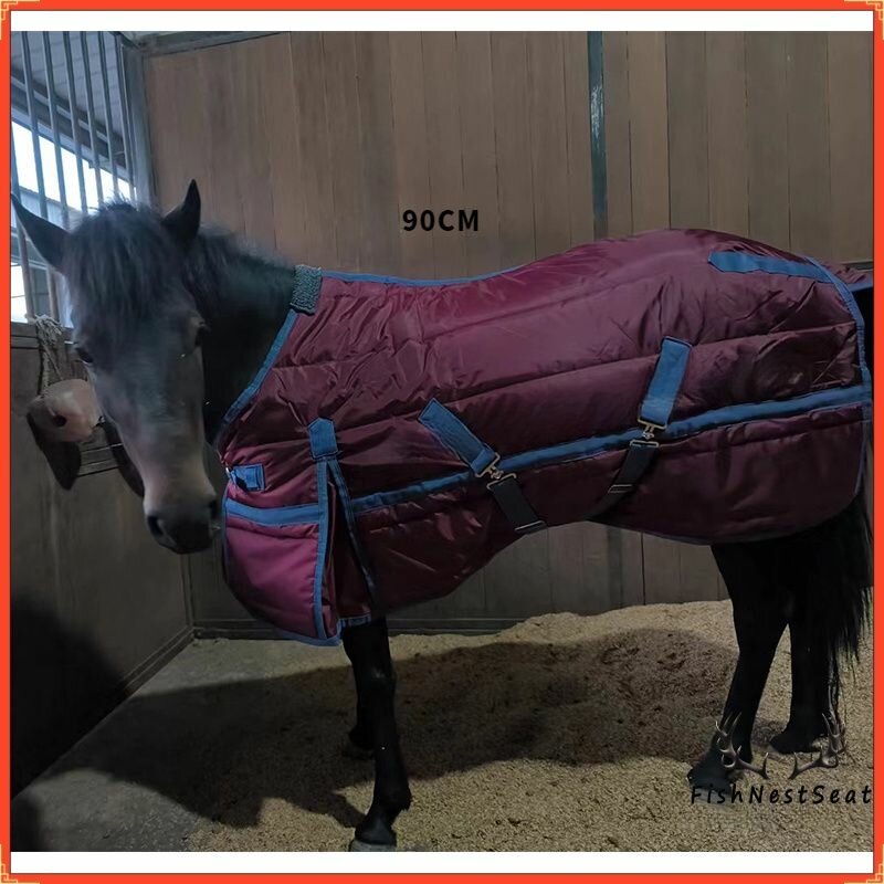 Попона для лошади с пришитым капором, водонепроницаемый с хлопком, бордовый,90CM
