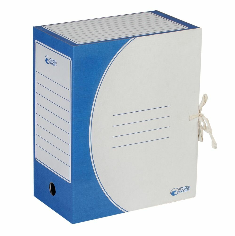 Папка архивная Офис-Стандарт с завязками, гофрокартон, 320*260*150 мм, синяя (в упаковке 3шт.)