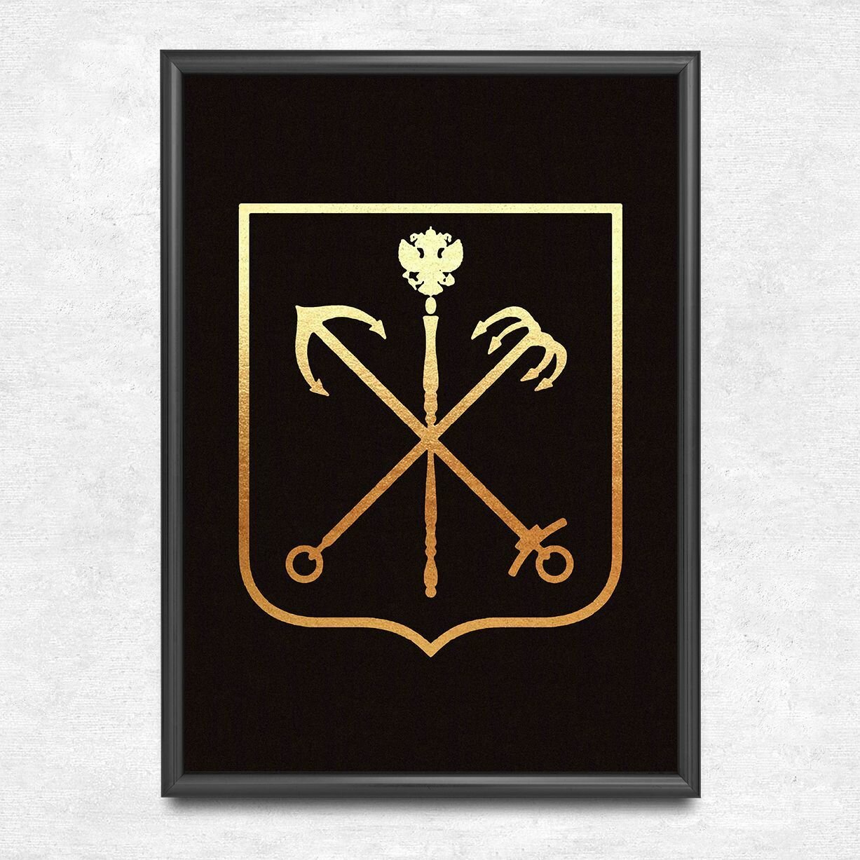 Герб Санкт-Петербурга постер / плакат город Санкт-Петербург / картина на стену для дома, спальни, кухни