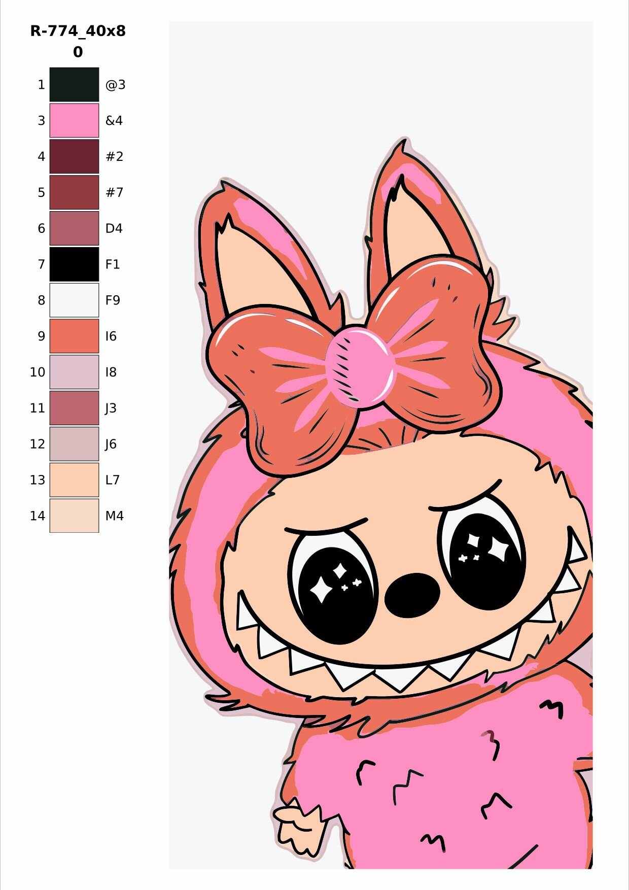 Картина по номерам R-774 "Лабубу Labubu игрушка" 40x80 см