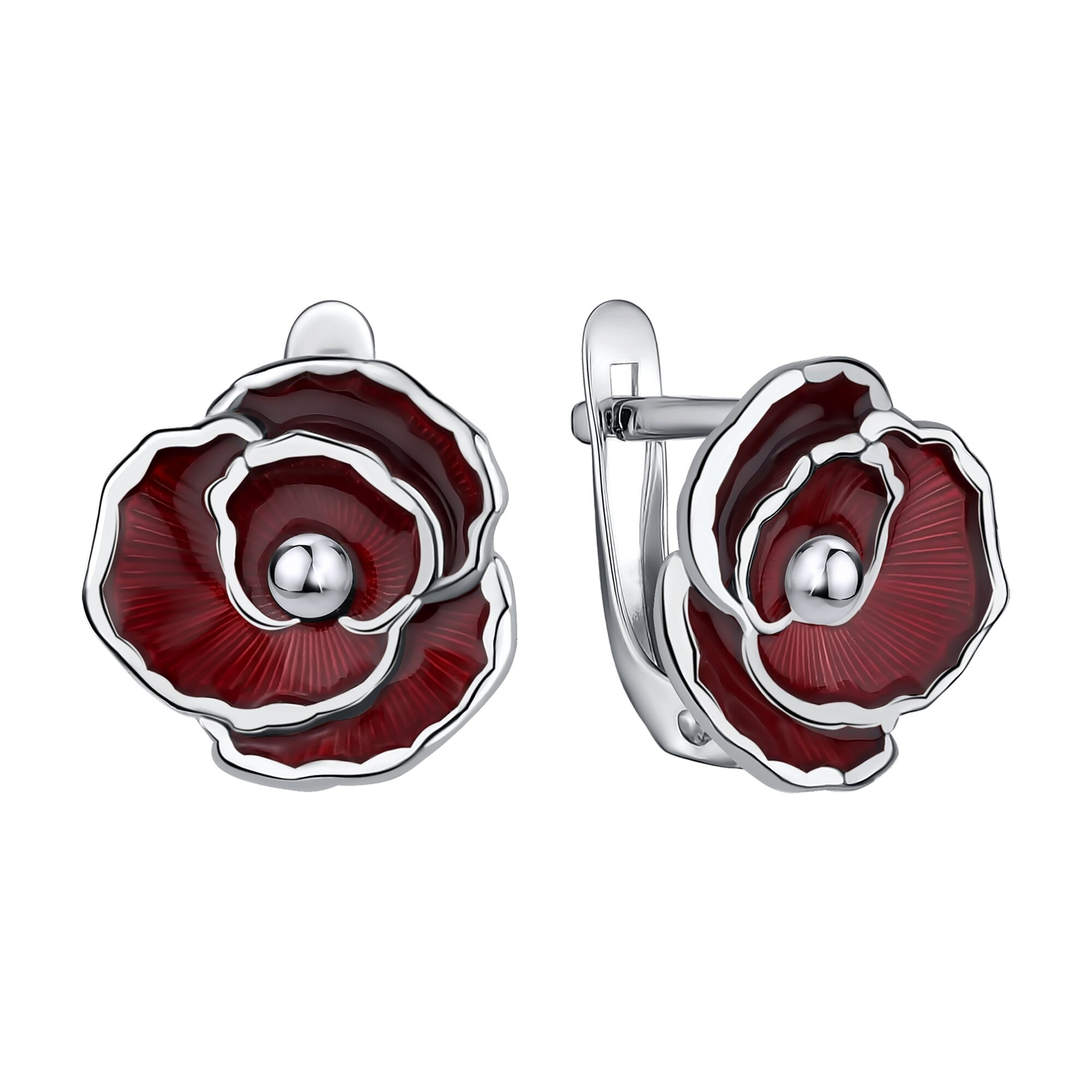 Серьги, серебро, 925 проба, родирование, эмаль