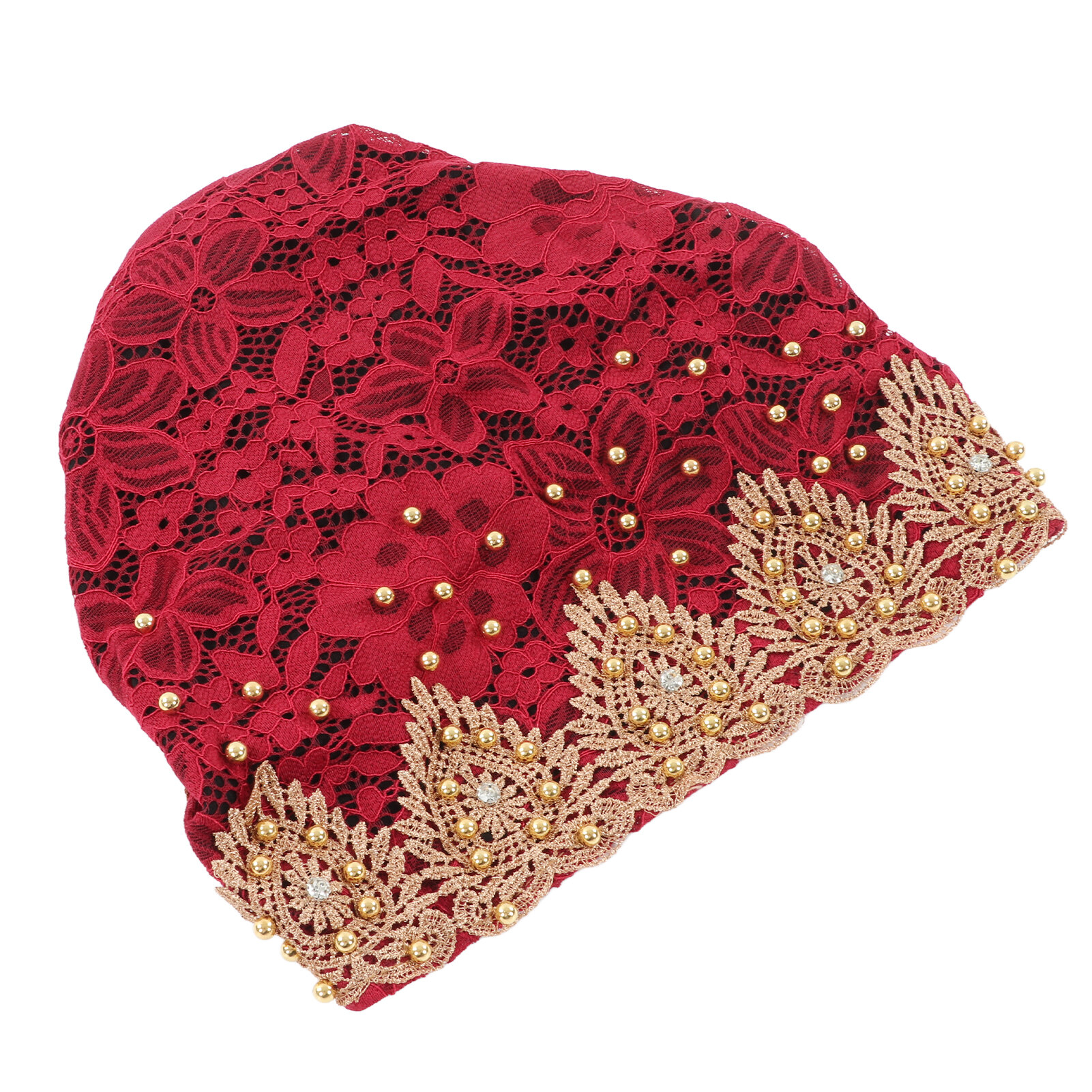 Мусульманский тюрбан, стильный, удобный, дышащий, разноцветный, с цветочным дизайном, эластичная повязка на голову для ежедневного использования, винно-красный
