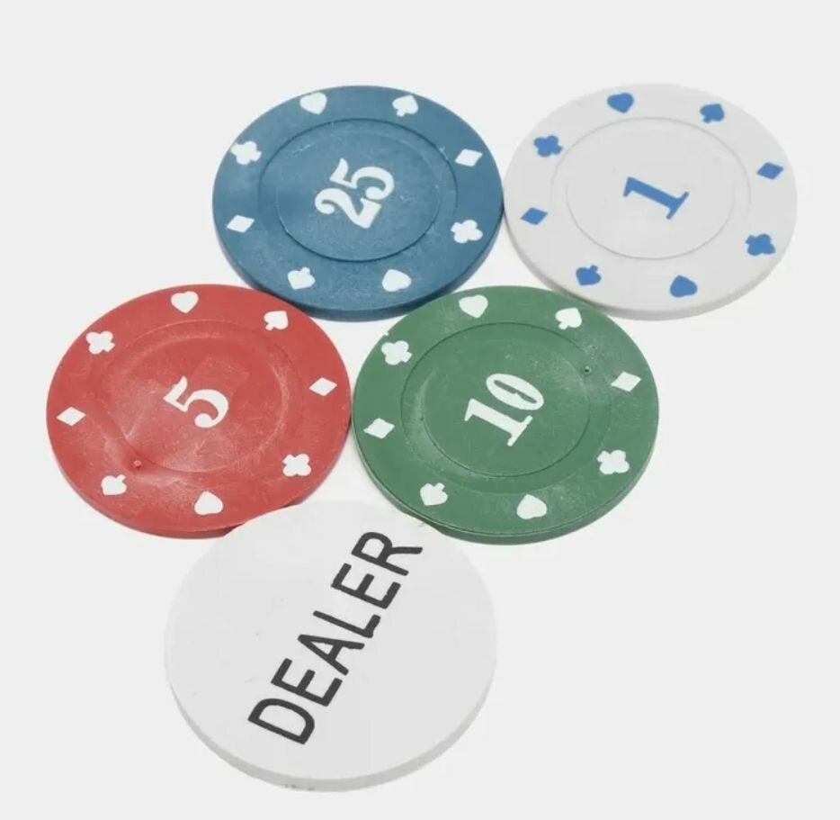 Набор для покера 100 фишек, фишка дилера + 2 колоды карт