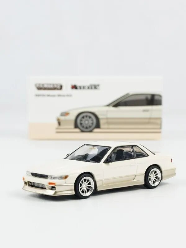 Машинка Tarmac Works TW 1/64 VERTEX Nissan Silvia S13 White / Gold Die-cast Alloy Car Model Collection Display Gift