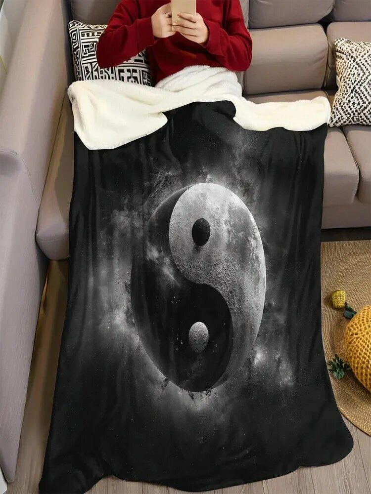 Плед Звездное небо символ Инь и Ян , Фланель, 220 см х 200 см