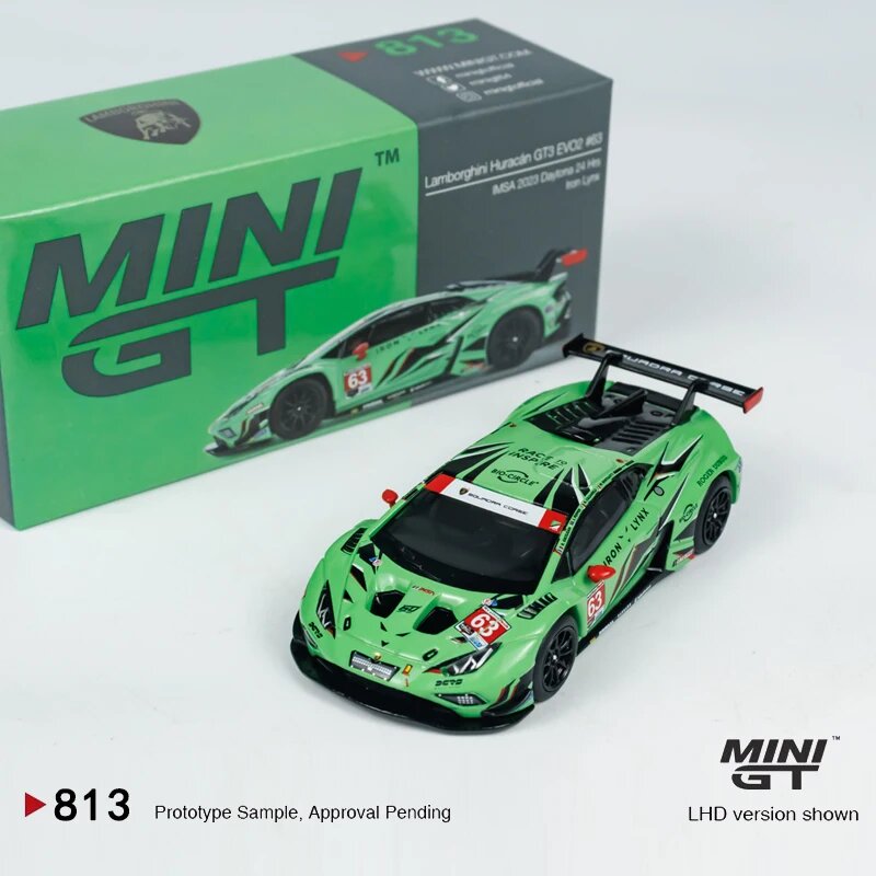 Миник 1:64 Lamborghini Huracan GT3 EVO2 #63 зеленый металлический автомобиль
