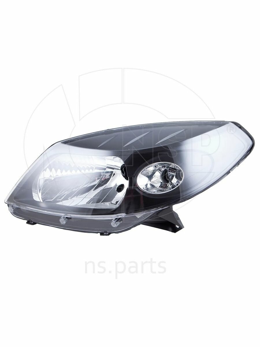 Фара передняя левая NSP NSP07260602914R для RENAULT Sandero I (черная) / Рено Сандеро 1