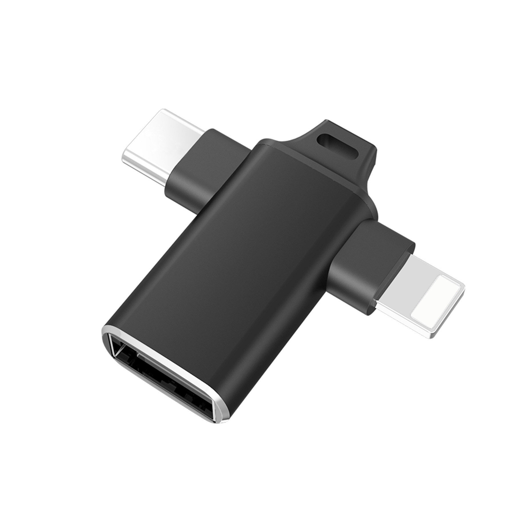 Преобразователь Apple Lightning в USB-C OTG 2-в-1 для iPhone и iPad с USB 3.0, черный