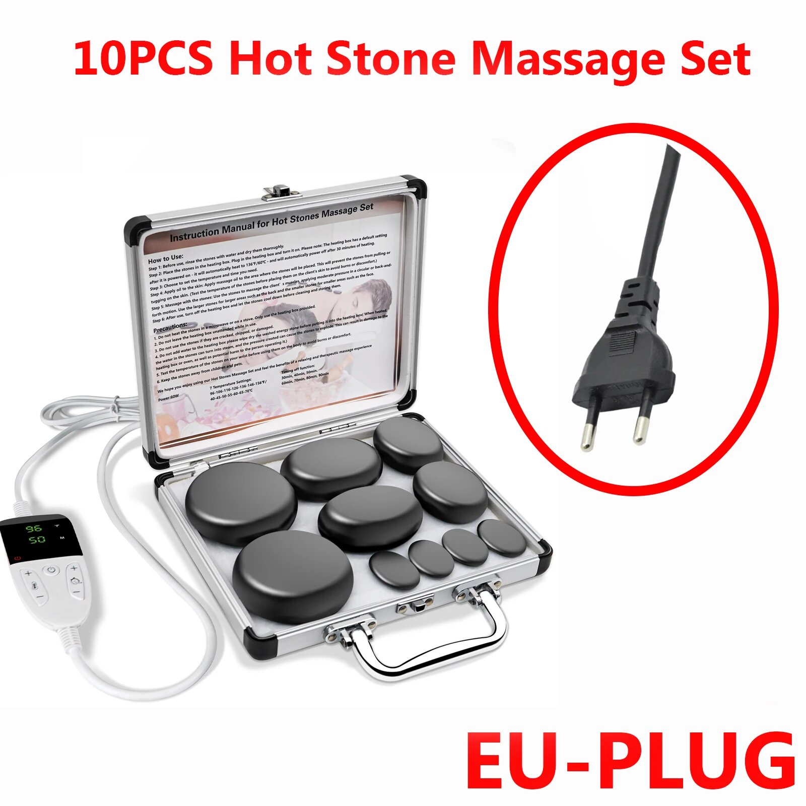 Набор для массажа горячими камнями 10 шт EU-PLUG